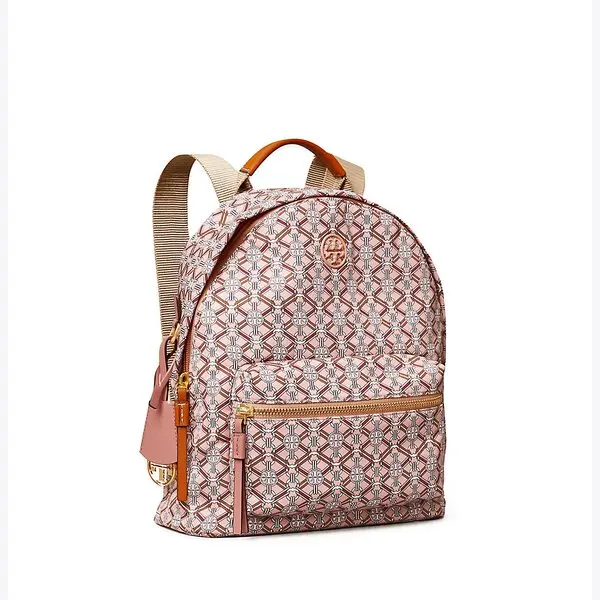 Tory Burch Piper Printed Small Zip Backpack In Pink Gemini Link